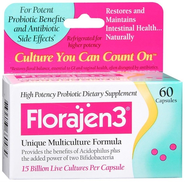 Florajen 3 High Potency Probiotic Unique Multiculture Formula Capsules ...