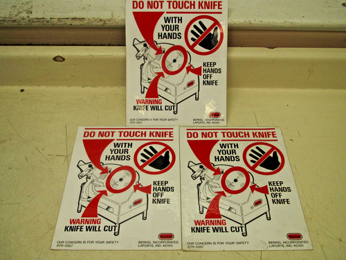 Lot Of 3 Berkel Meat Slicer Warning Sticker Do Not Touch Knife FREE ...