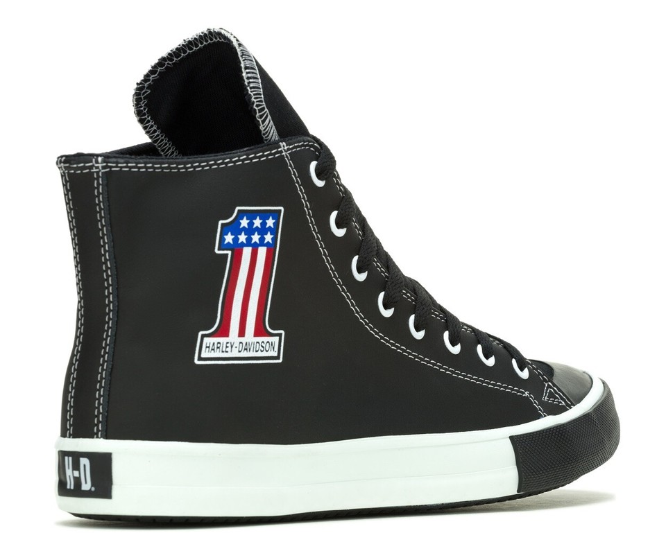 Harley-Davidson Men's Baxter High-Top #1 Black Leather Sneakers, D93904 ...