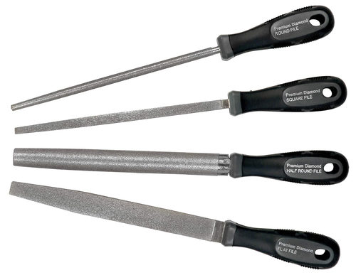8" Diamond Hand File Set 4 Pc Square Flat Round Half-Round Metalworking ...