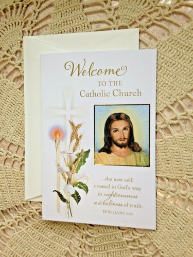 "WELCOME TO THE CATHOLIC CHURCH" RELIGIOUS CARD, "NEW" @ envelope ...