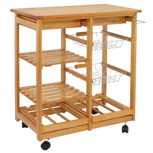 Multi-Function Rolling Kitchen Storage Cart Small Dining Table with ...