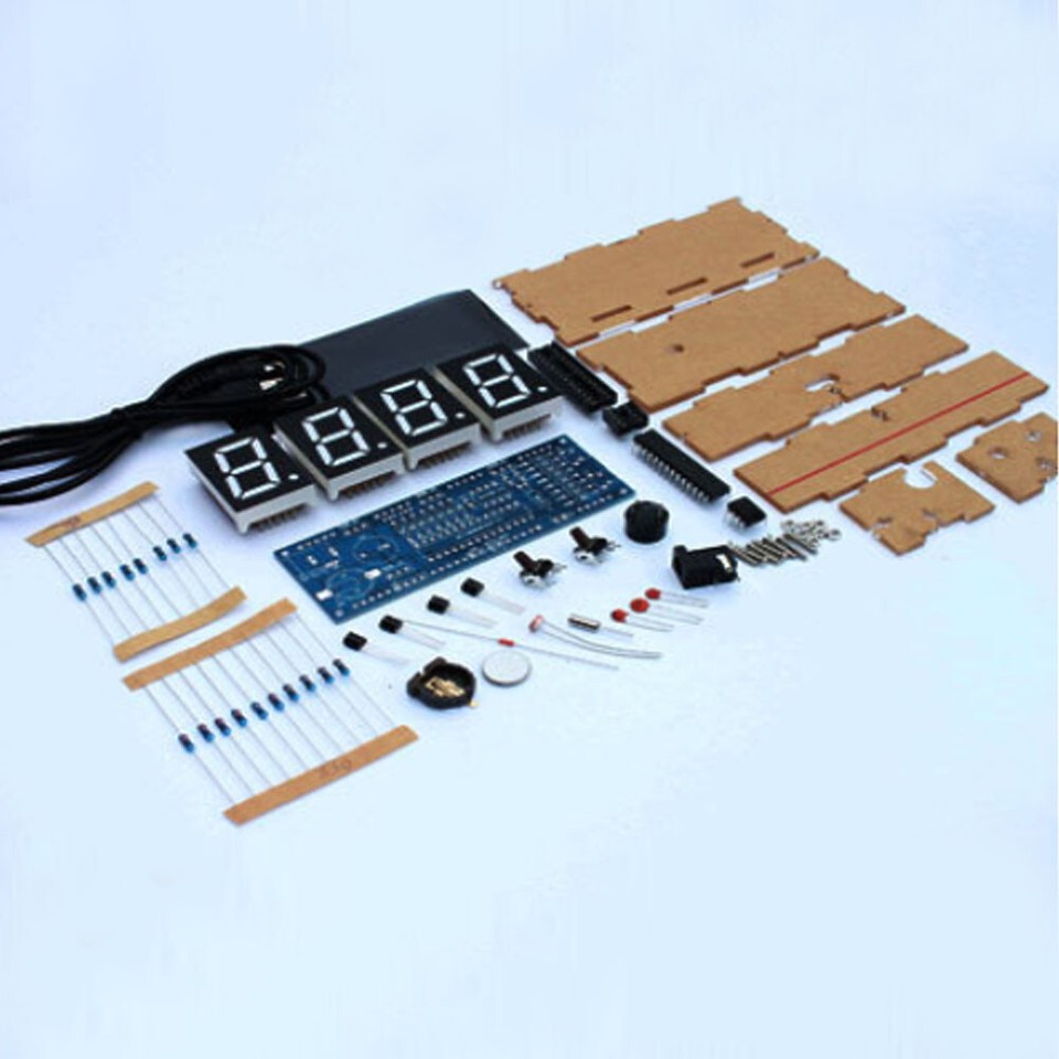US DIY Digital Clock Kit 4-Digit Electronic LED Large Screen Light ...