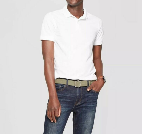 Goodfellow Mens Short Sleeve Polo Shirt XL True White Dri Fit No Roll ...