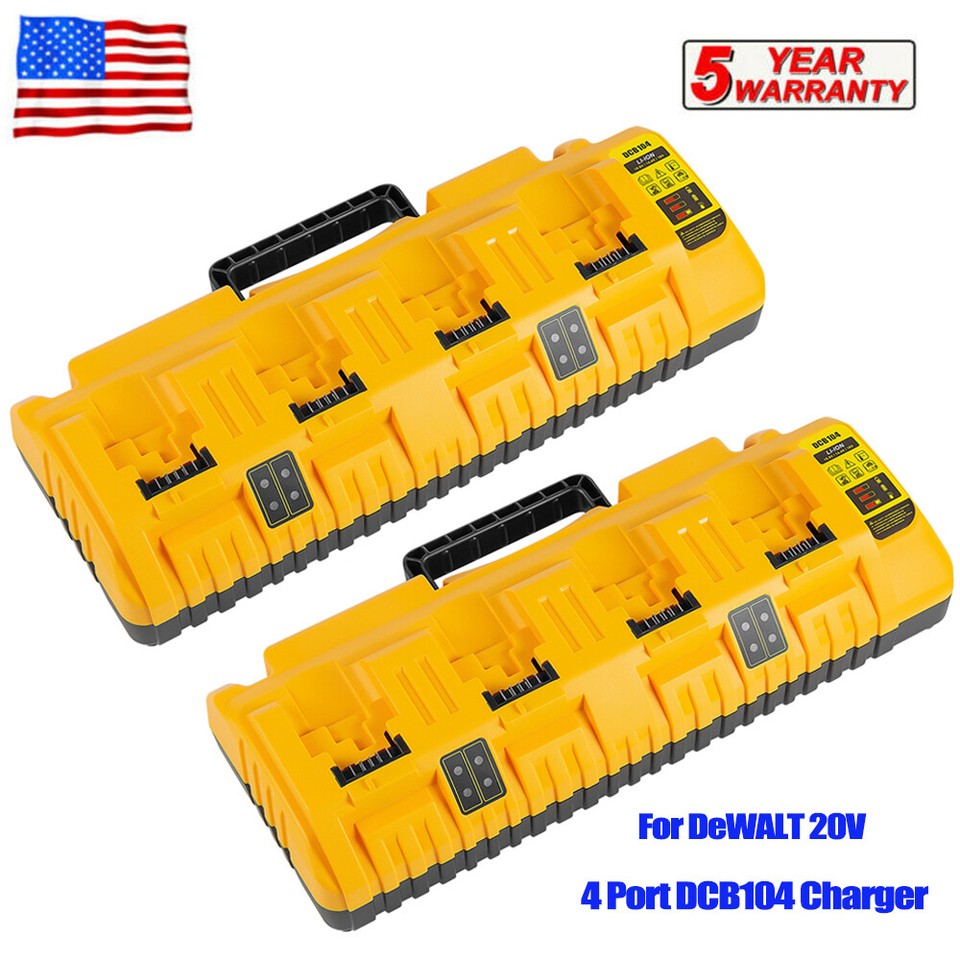 For Genuine DEWALT DCB104 4-Port Charger 20V Lithium DCB205 XR Battery ...