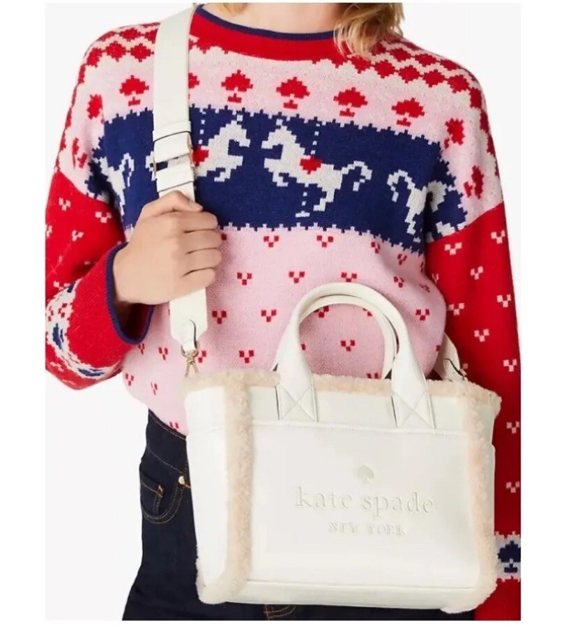 KATE SPADE JETT FAUX SHEARLING SMALL TOTE MERINGUE KE516 NWT $399 | eBay