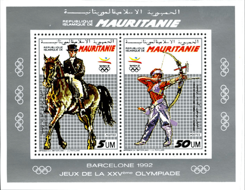 Mauritania 1990 Perf. Olympic Games Barcelona 92 Custom block 1 N° 970 ...