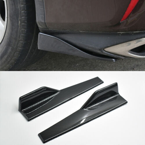 Pair Carbon Fiber Car Bumper Spoiler Rear Lip Splitter Side Skirt Wings ...