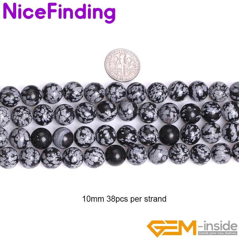 Natural Black Snowflake Obsidian Round Loose Gemstone Beads Jewelry ...