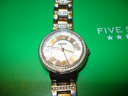 RARE GORGEOUS LADIES DIAMOND FOSSIL WATCH JEWELED MOVEMENT WELL MADE | eBay