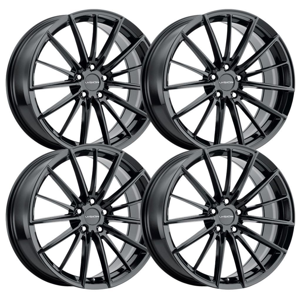 (Set-4) Vision 473 Axis 17x8 5x112 38mm Gloss Black Wheels Rims 17 inch ...
