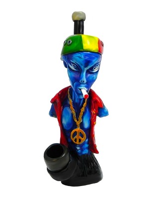 Rasta Blue Alien Handmade Tobacco Smoking Hand Pipe Space Smoke Reggae ...