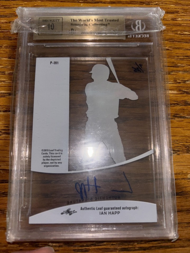 2015 Leaf Trinity Blue Pure Glass Auto Ian Happ BGS 10/10 7/25 Chicago ...