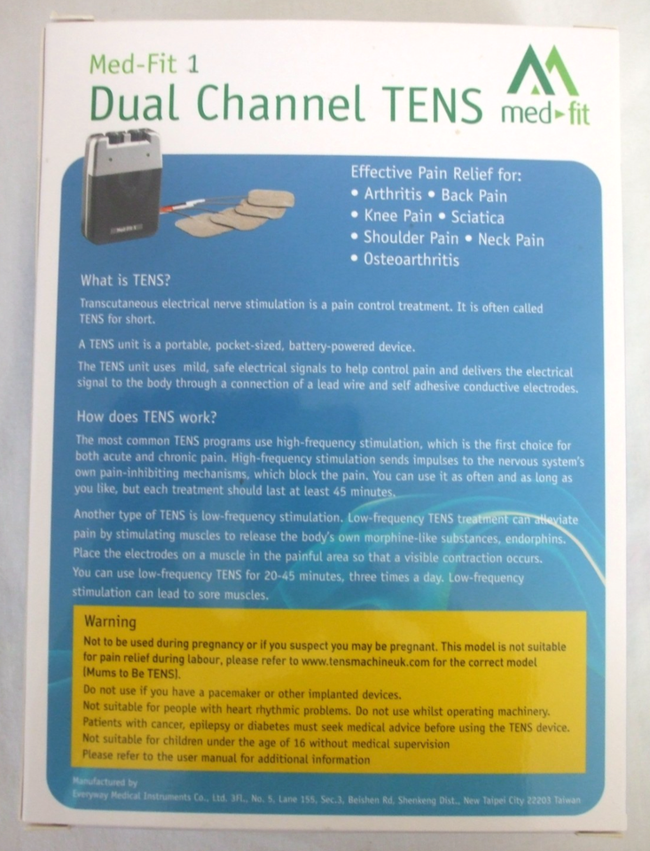 TENS Machine Med-Fit 1 / Dual Channel with Patient Guide to TENS - BNIB ...