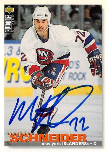 Mathieu Schneider autographed Hockey Card (Islanders) 1995 Upper Deck ...