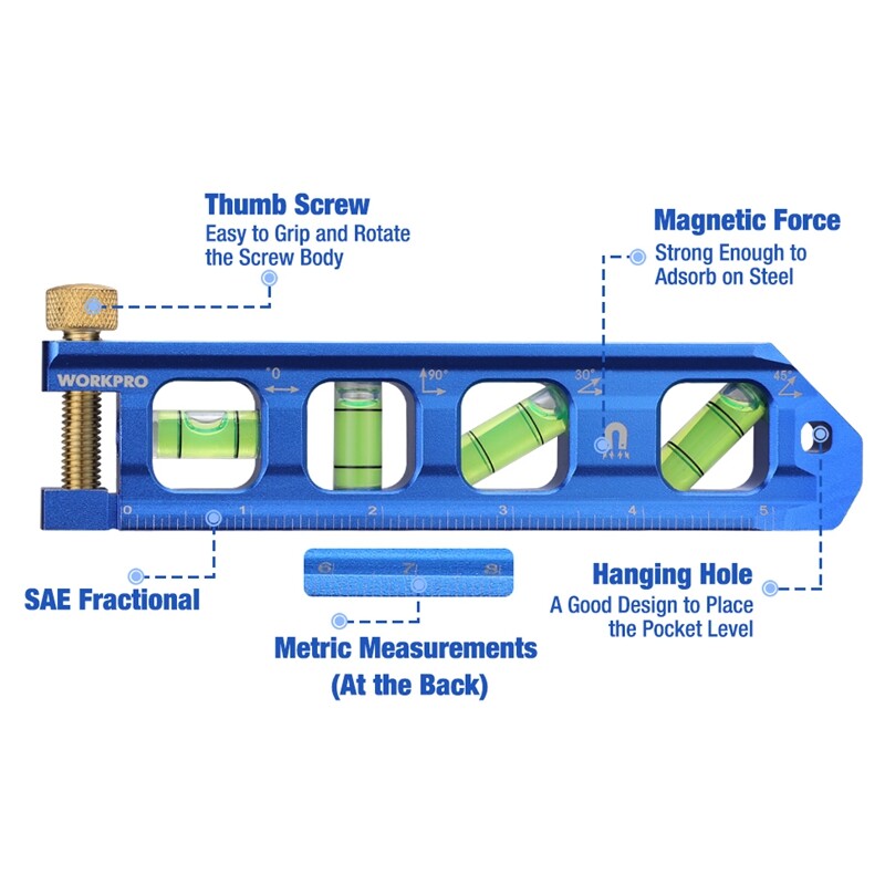 WORKPRO 6.3" Magnetic Conduit Bending Level Pipe Level Torpedo Level ...