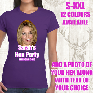 LADIES HEN DO T-SHIRTS CUSTOM PHOTO PRINTED HEN PARTY WOMENS TOPS ...