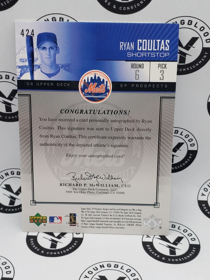 2004 SP Prospects Auto Draft Picks /400 Ryan Coultas #424 Auto | eBay