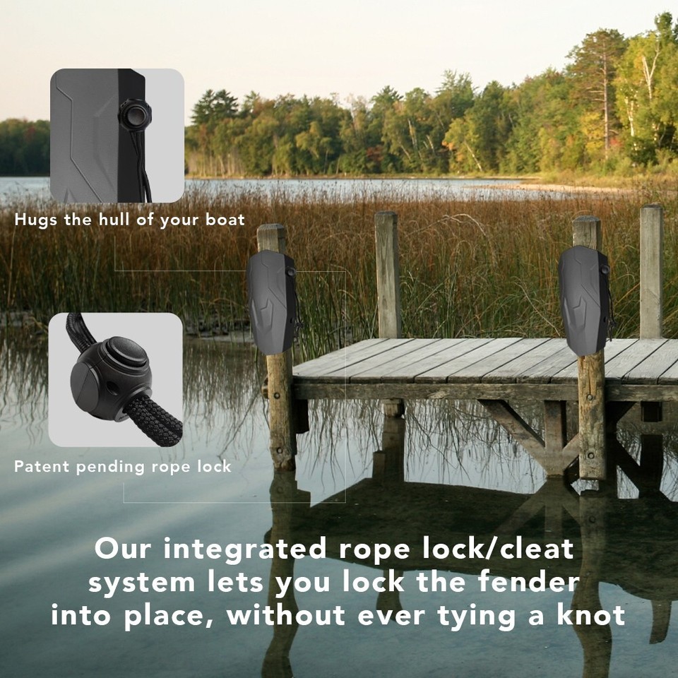 Make Waves Premium Boat Fender Bumper with 9mm Rope and Lock Max ...