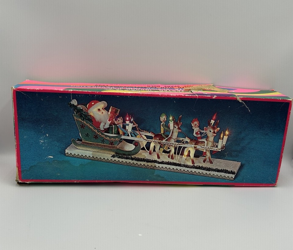 Vintage Twinkle Glow Electric Santa Sleigh Decoration With Original Box ...