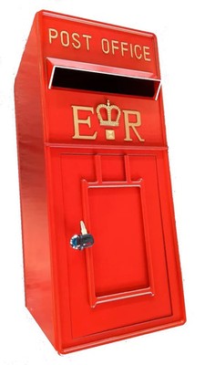 Post Box Red ER with Lock Wall Mounted Royal Mail Design Mailbox Large ...