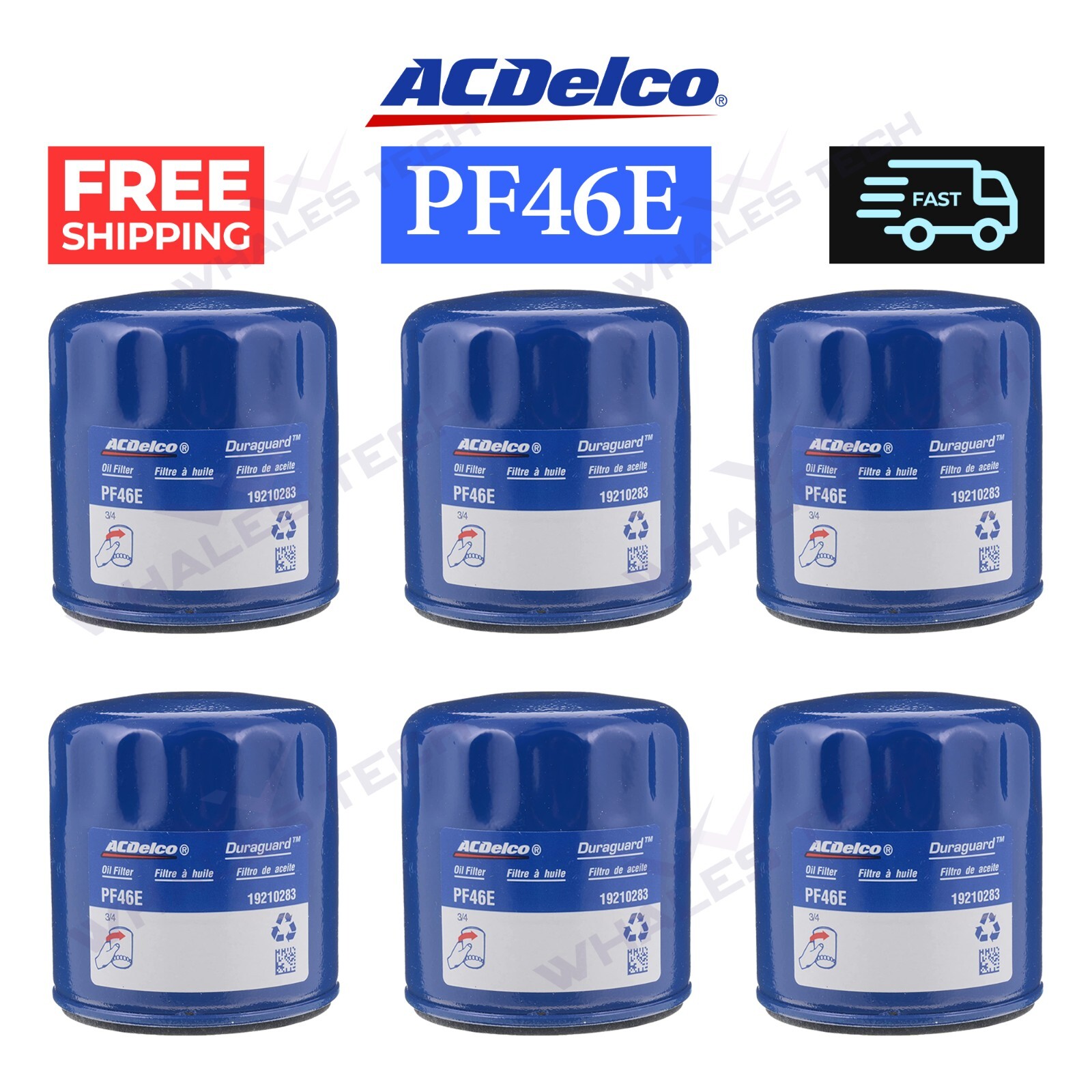 ACDelco Oil Filter GM Original Equipment PF46E (6 Pack) FREE SHIPPING ...