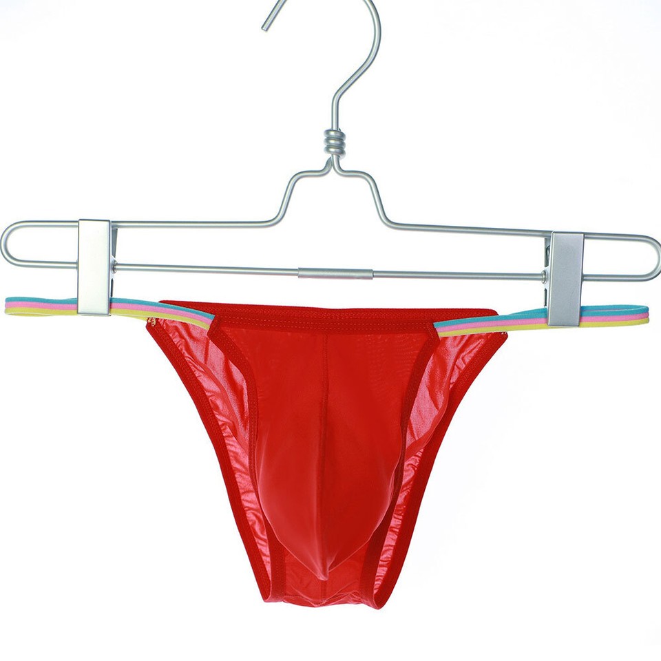 Men's Ice Silk Triangle Briefs Low Waist Thin Strap Half Back Coverage ...
