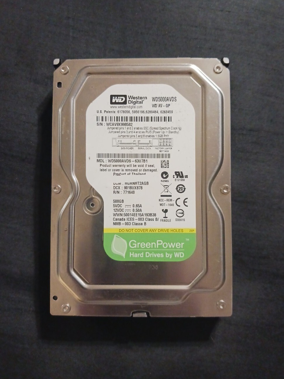 Western Digital AV-GP 500GB, Internal, 3.5" (WD5000AVDS) Hard Drive ...