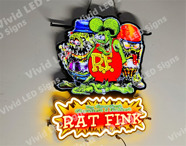 Rat Fink Hot Rod Garage Beer 24"x20" Vivid LED Neon Sign Light Lamp ...