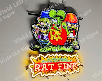 Rat Fink Hot Rod Garage Beer 24"x20" Vivid LED Neon Sign Light Lamp ...