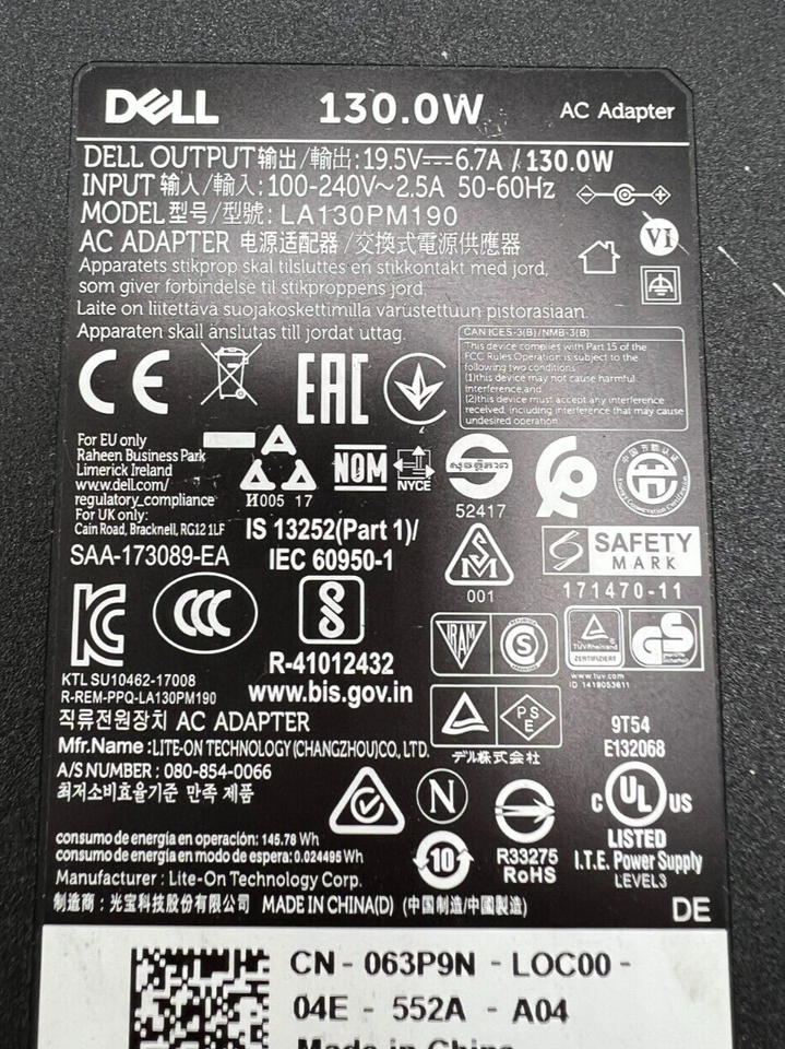 DELL 130W AC Adapter LA130PM190 | eBay