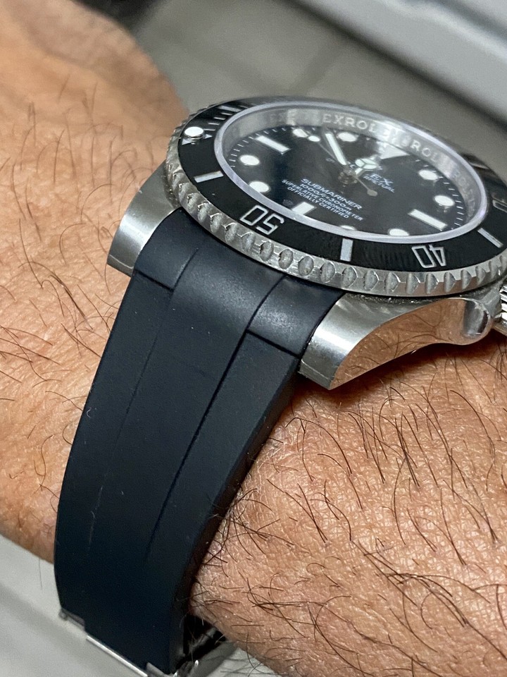 20mm BLACK Rubber Strap Band Made for Rolex Watches Submariner USE w ...