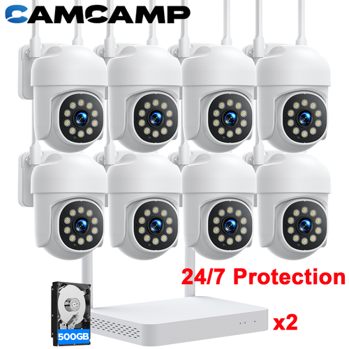 Wireless PTZ Security Camera System w/ 10CH 4K NVR, AI Detection, 2-Way ...