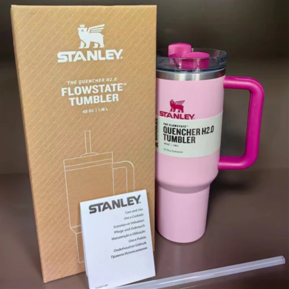 Stanley 40oz Flamingo Pink Tumbler Stainless Steel H2.0 FlowState Quencher