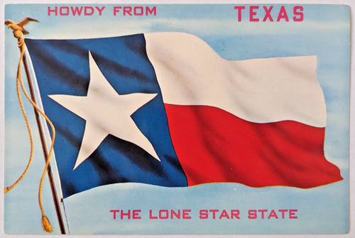 Howdy from Texas State Flag Lone Star Chrome Greetings Postcard ...