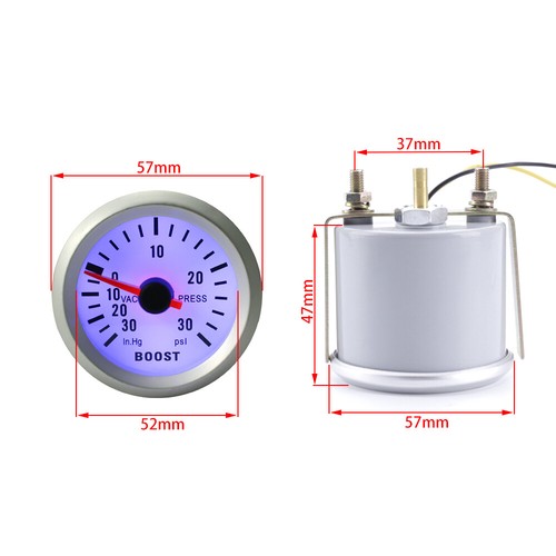 2" 52mm Pointer Led PSI Turbo Boost Vacuum Pressure Gauge w/Boost ...