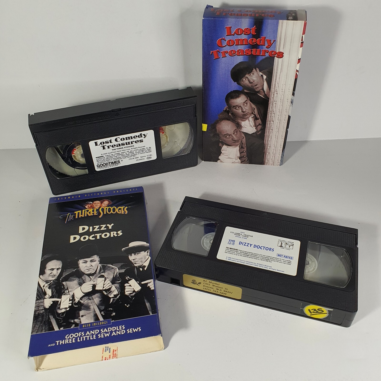 THE THREE STOOGES VHS Lot Lost Comedy Treasures Dizzy Doctors Videos ...