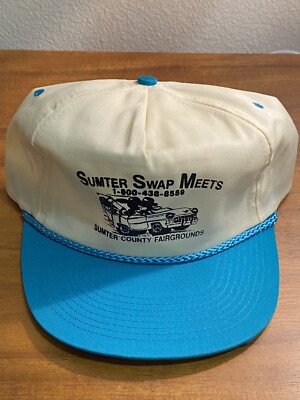 Vtg. Sumter County Fairgrounds Swap Meets Hat Beige Black Snapback Hat ...