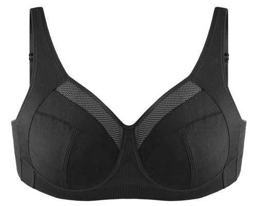 HSIA AiryComfort Full Coverage Unpadded WireFree Minimizer Bra Black ...