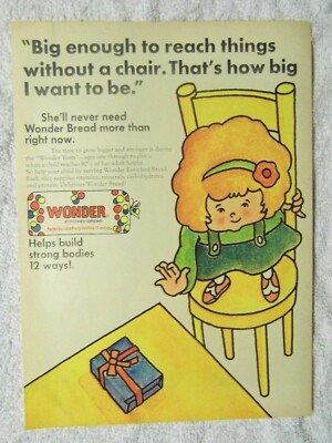 1970 Magazine Advertisement Page Wonder Bread Art Work Girl Table Chair ...