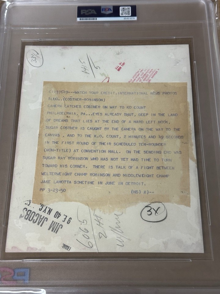 1950 Sugar Ray Robinson, Sugar Costner PSA Type 1 Boxing Press Photo ...