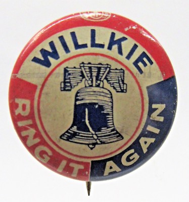 1940 WILLKIE RING IT AGAIN 7/8" tin litho president pinback button ^ | eBay