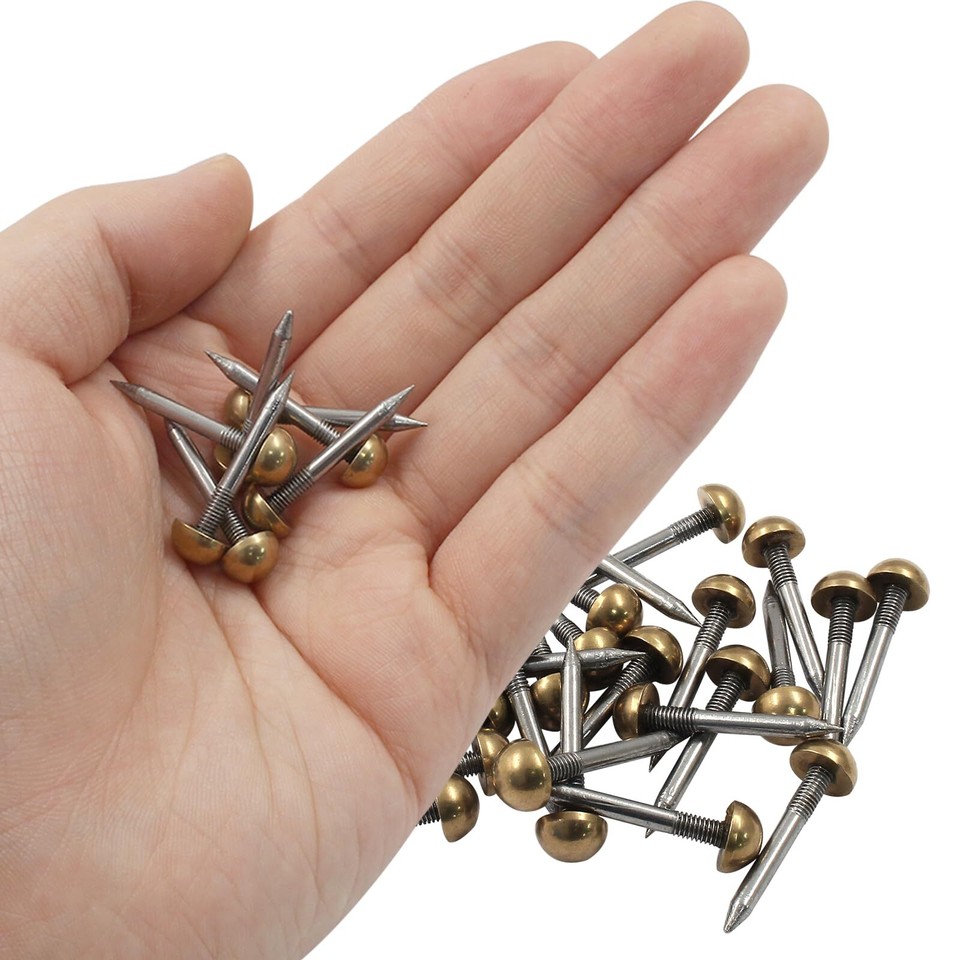 32Pcs Upholstery Tacks Brass Tacks 5/16" Head Dia Decorative Furniture ...