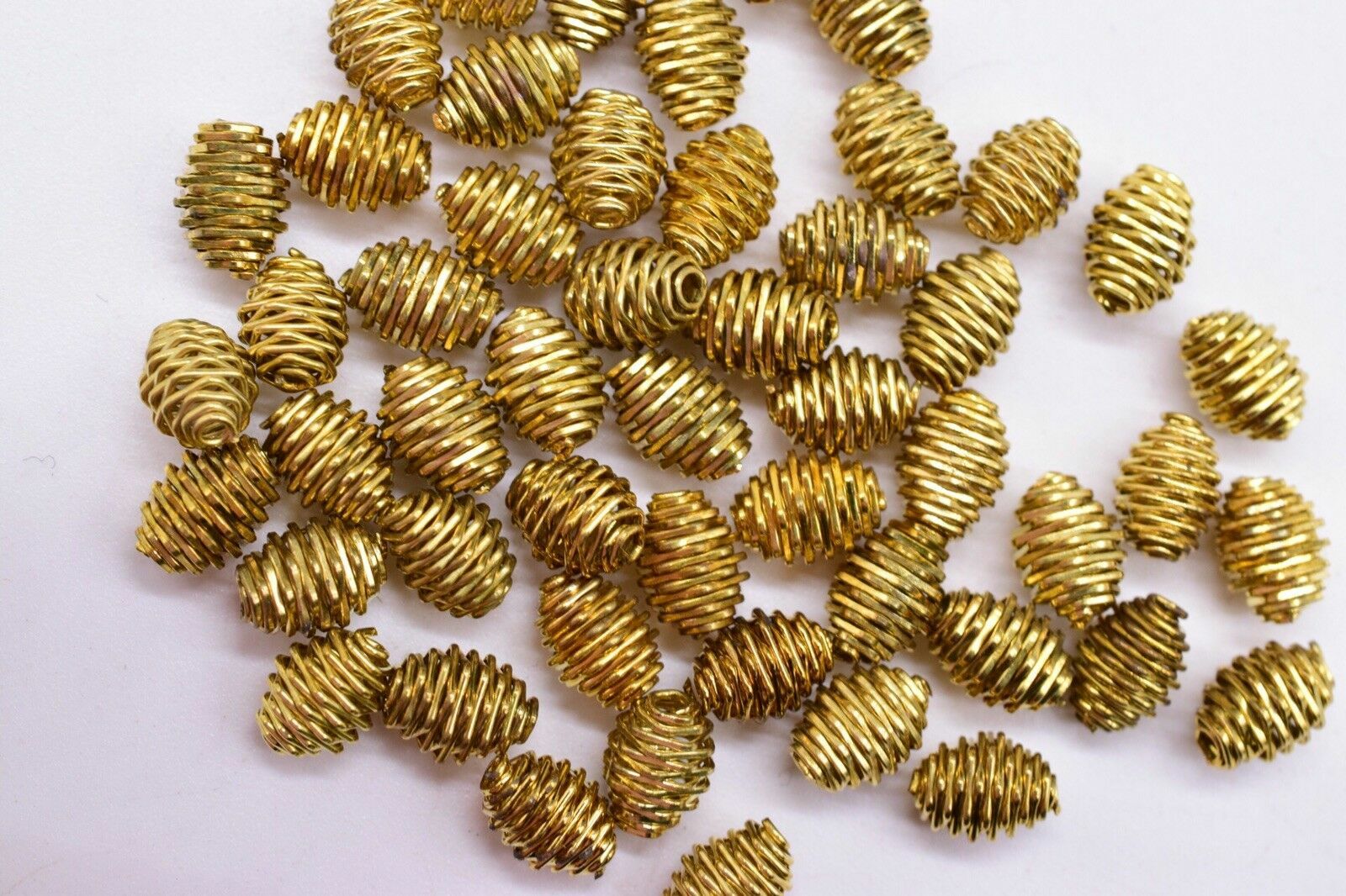 Gold Tone Wire Spacer, Spring Coil Cage Spiral Beads 7 mm Jewelry ...