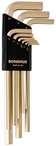 9pc Plated 14k GoldGuard™ 1.5-10mm Long Arm Hex L-Wrenches Bondhus USA ...