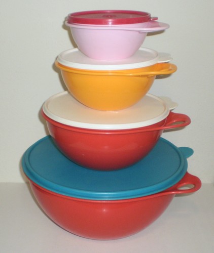 Lot of 4 Tupperware Thatsa Bowls 32~12~6~2.5 Cups #2539~2677~3056~6809 ...