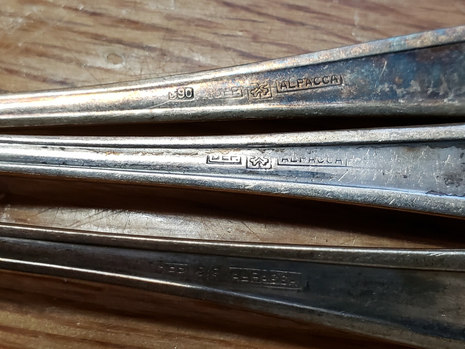 3 ANTIQUE VINTAGE COLLECTABLE * ALPACA * S90 DEP, SILVER PLATED TEA ...