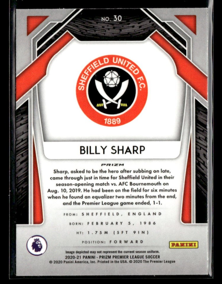 Billy Sharp 2020-21 Panini Prizm Premier League #30 Red Ice Prizm | eBay