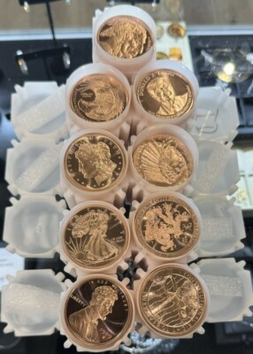 LOT OF 100 X 1 OZ 5 Patterns MIXED COPPER ROUNDS .999 FINE COPPER ROUND ...