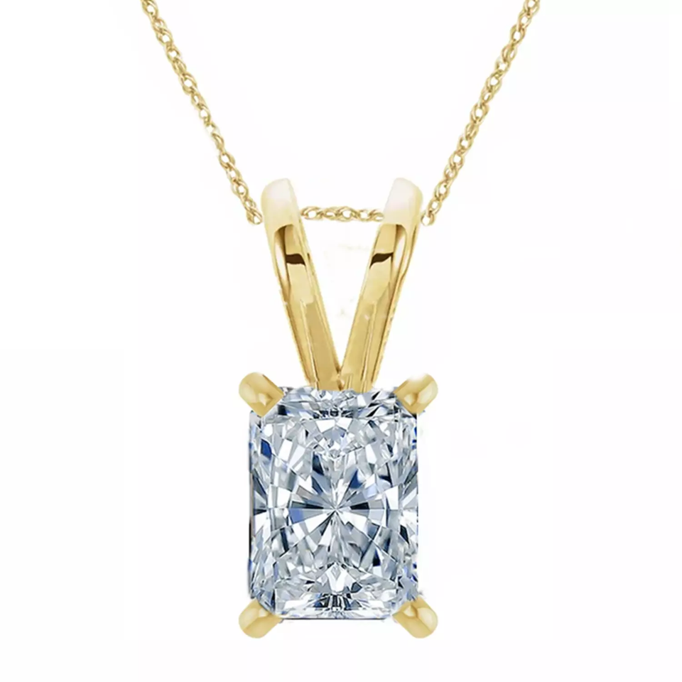 Pendant Mounting 4 Prong Split Bail Basket Emerald Cut in Solid 14K ...